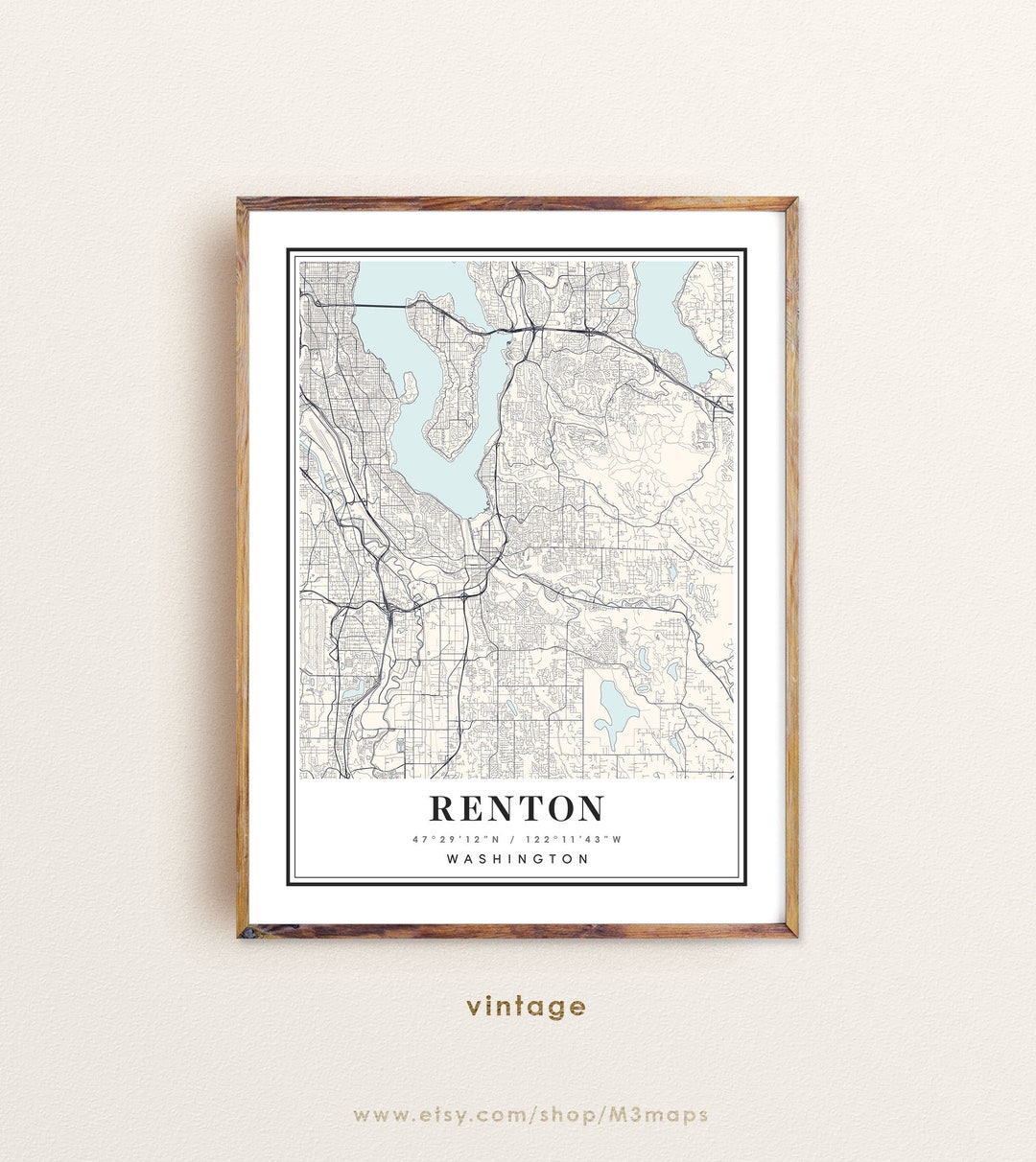 Renton Washington Map, Renton WA Map, Renton City Map, Renton Print ...