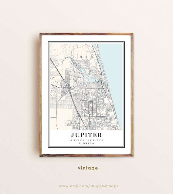 Mapa de Júpiter Florida Mapa de Júpiter FL Mapa de la ciudad - Etsy México