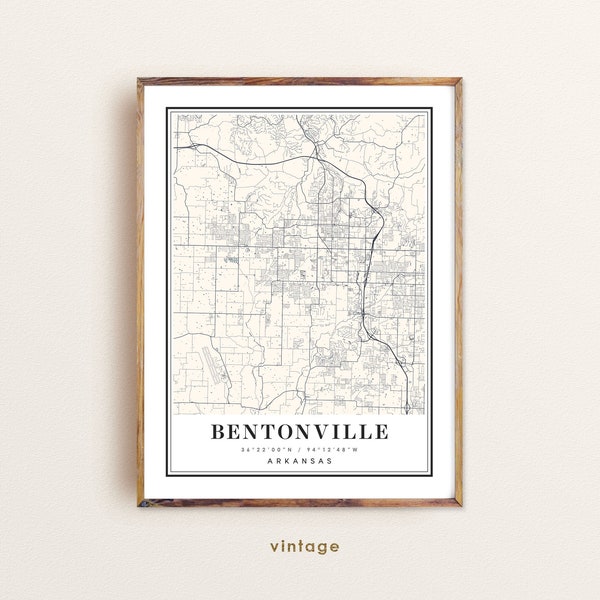 Map of Bentonville Arkansas - Etsy