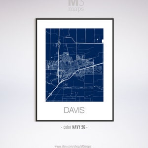 Davis California Davis CA Map Davis Map Davis Print Davis - Etsy