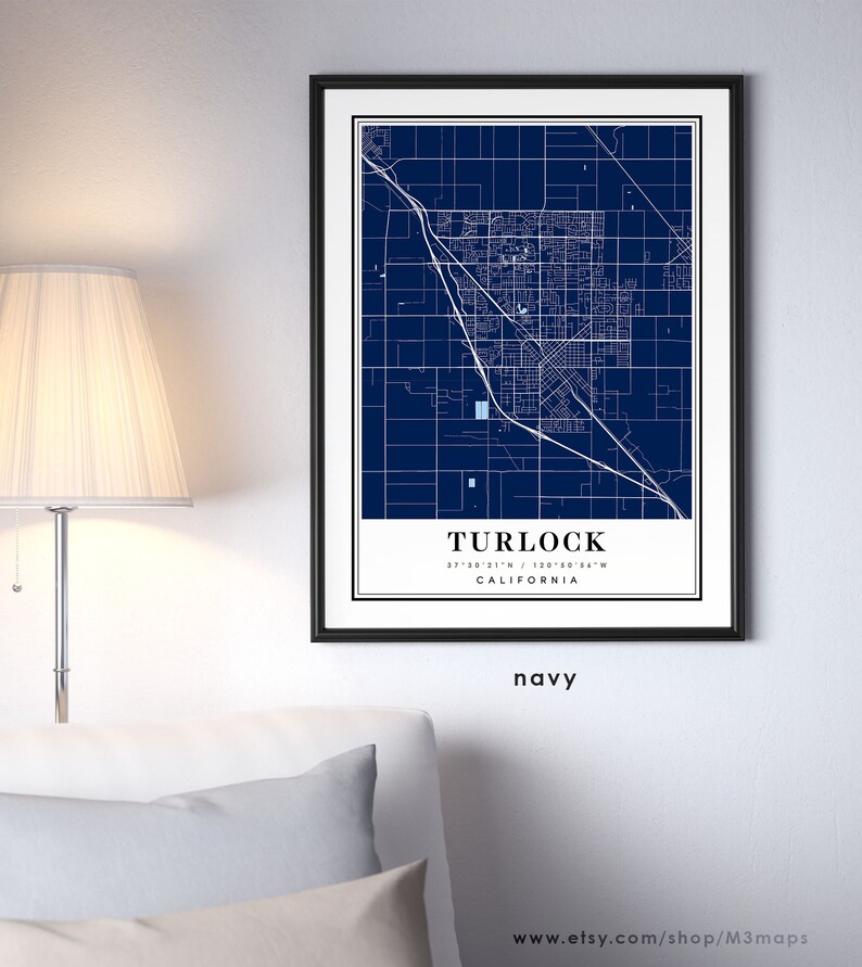 Turlock California Map Turlock CA Map Turlock City Map - Etsy