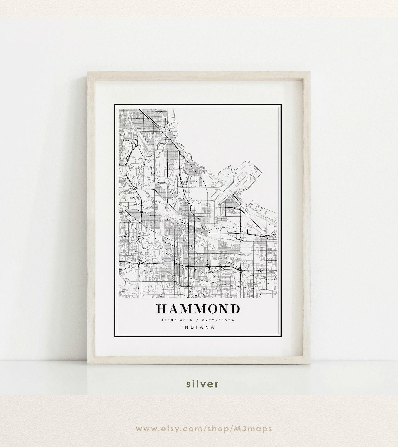Hammond Indiana Map Hammond IN Map Hammond City Map Hammond | Etsy