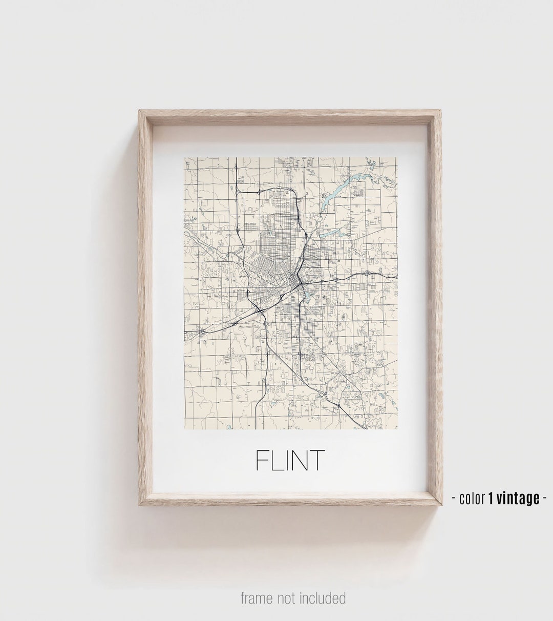 FLINT MI City Map Poster, Flint Michigan Street Map Print ...