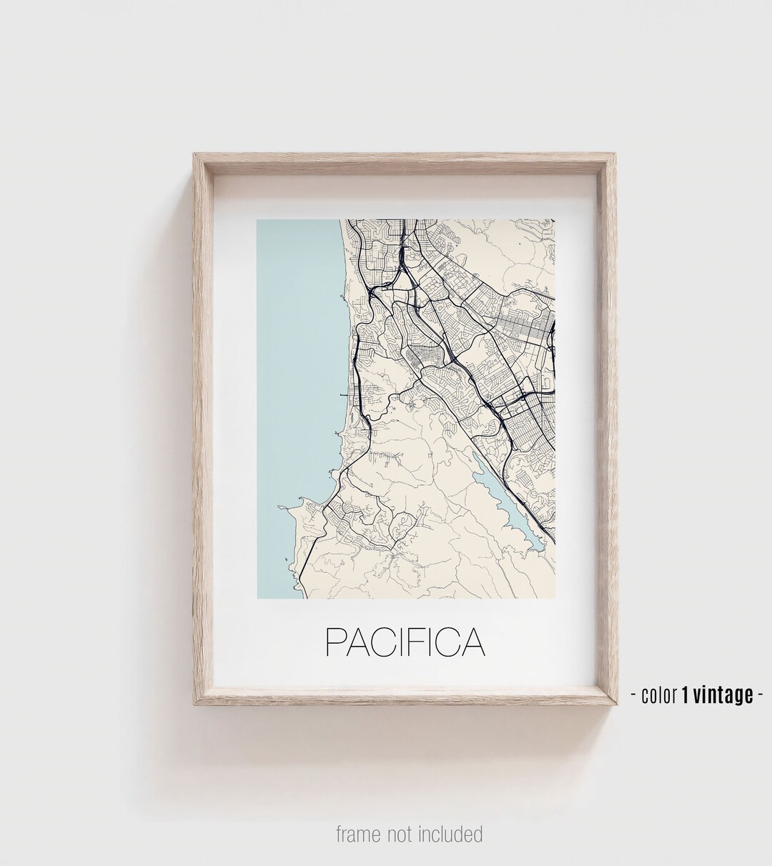 PACIFICA CA City Map Poster, Pacifica California Street Map Print ...