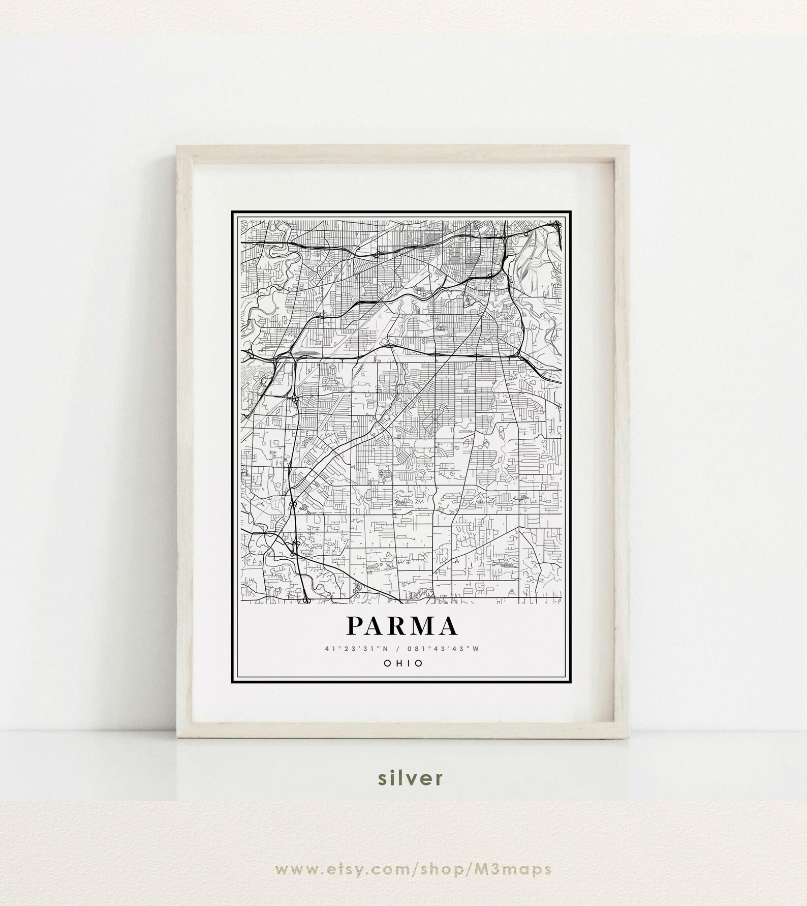 Parma Ohio map Parma OH map Parma city map Parma print | Etsy