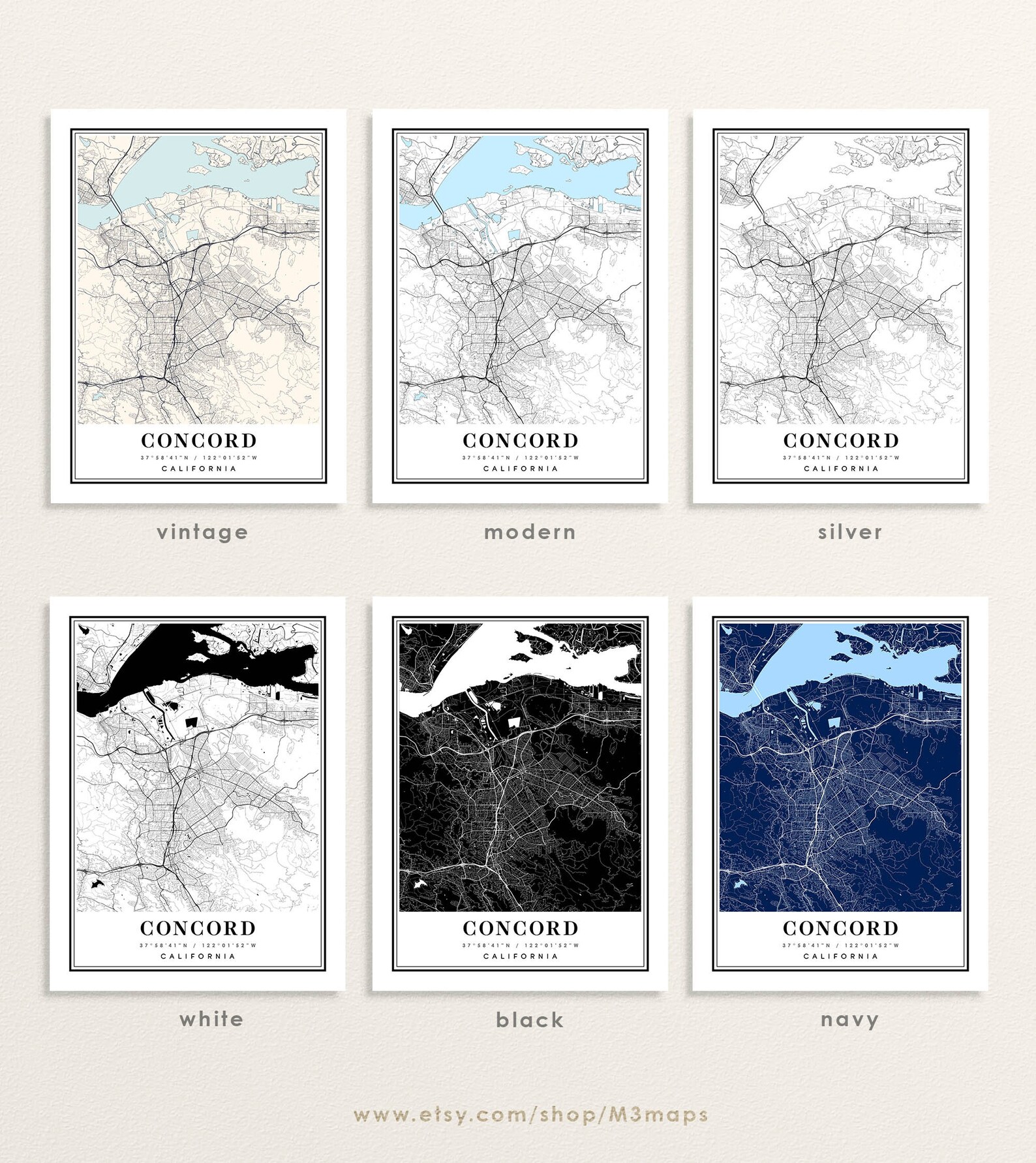 Concord California Map Concord CA Map Concord City Map - Etsy