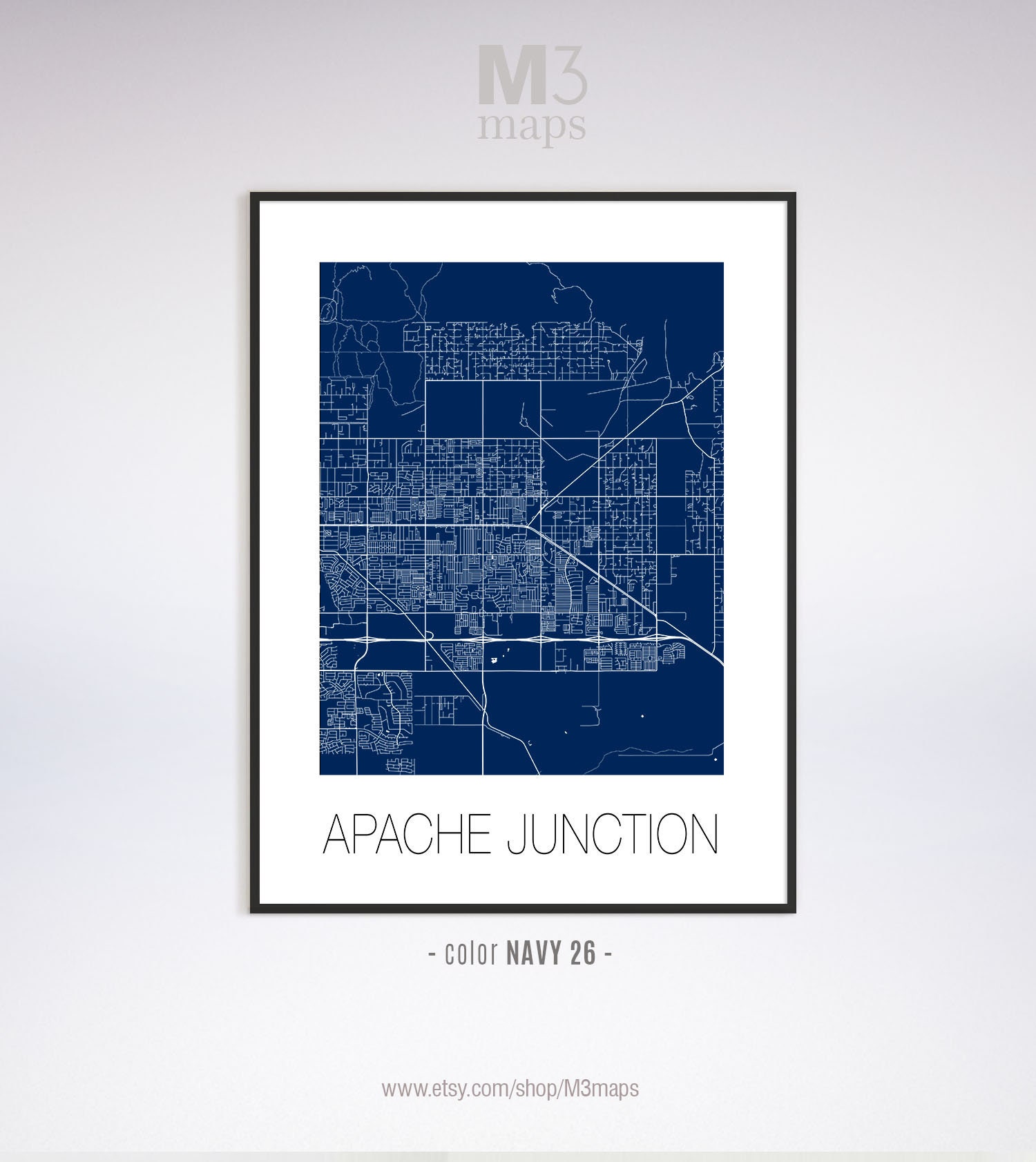 Wall Hangings Road Map Gift Az City Map B1612 Apache Junction Map ...
