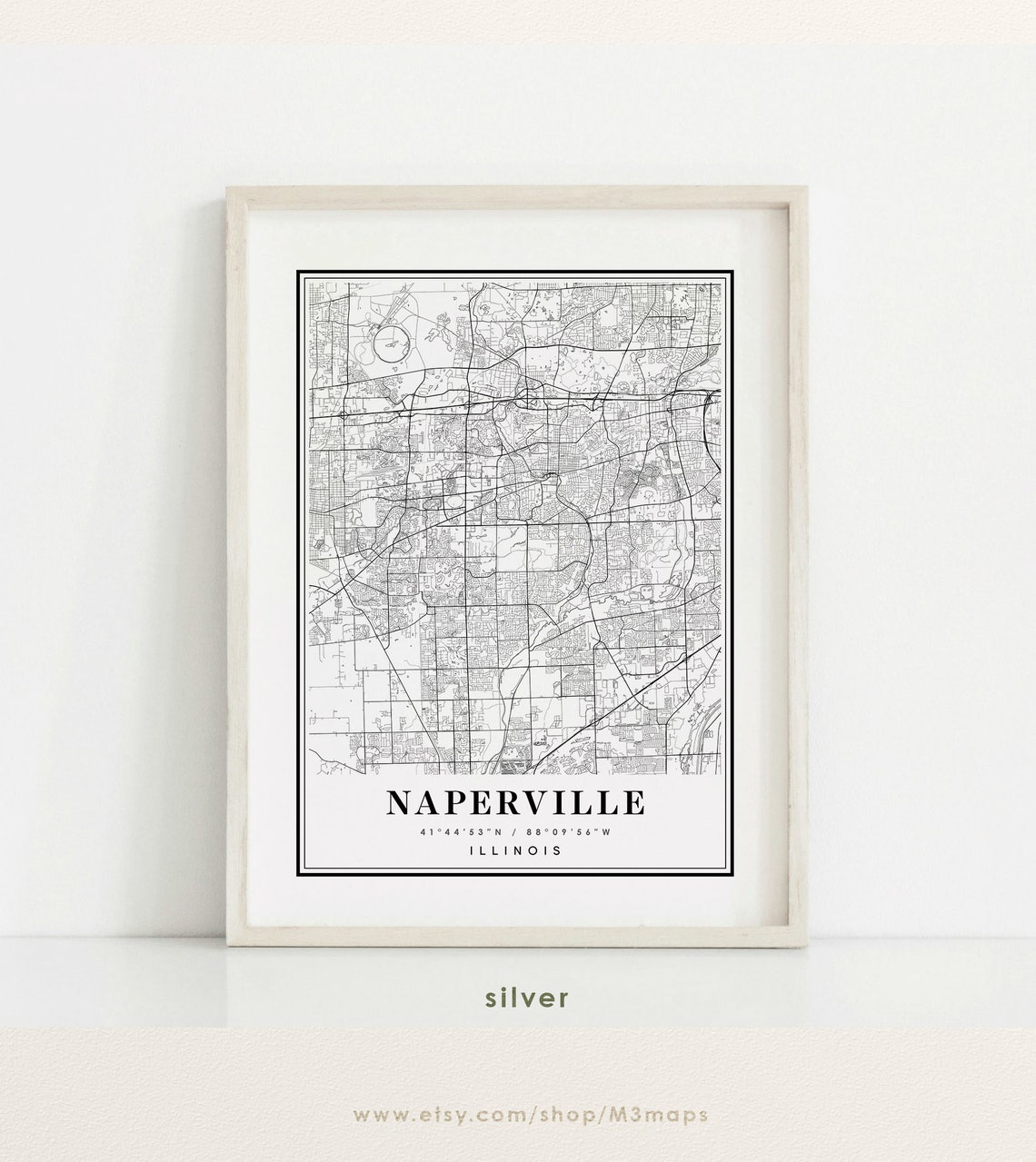 Naperville Illinois Map Naperville IL Map Naperville City - Etsy