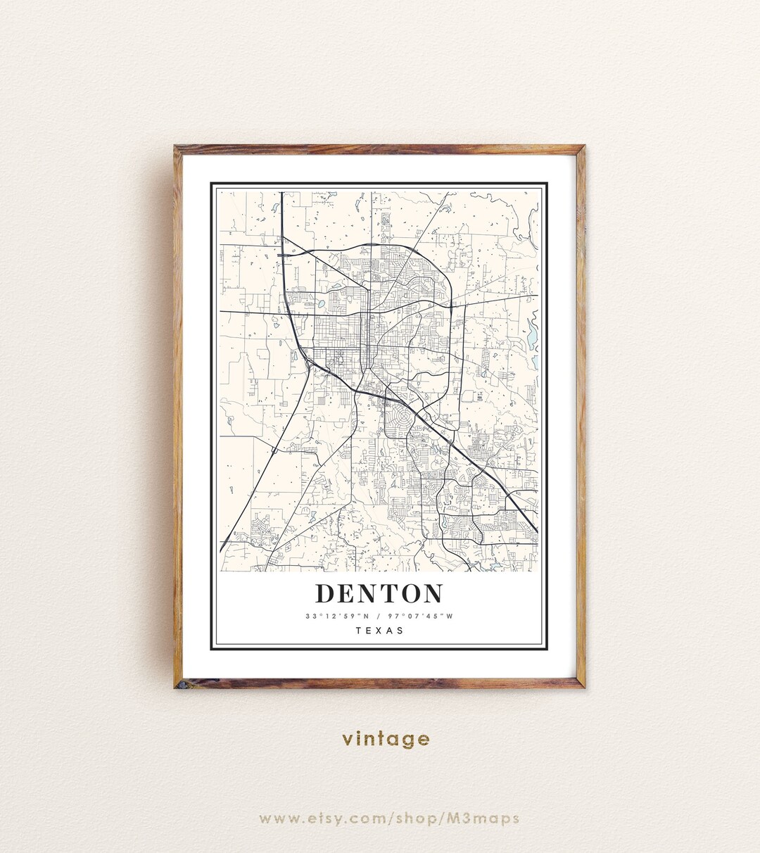 Denton Texas Map Denton TX Map Denton City Map Denton - Etsy