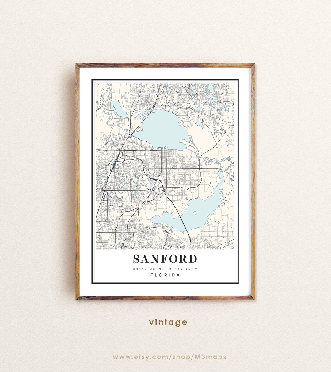 Sanford Florida Map Print: Cityscape Wall Art - Etsy