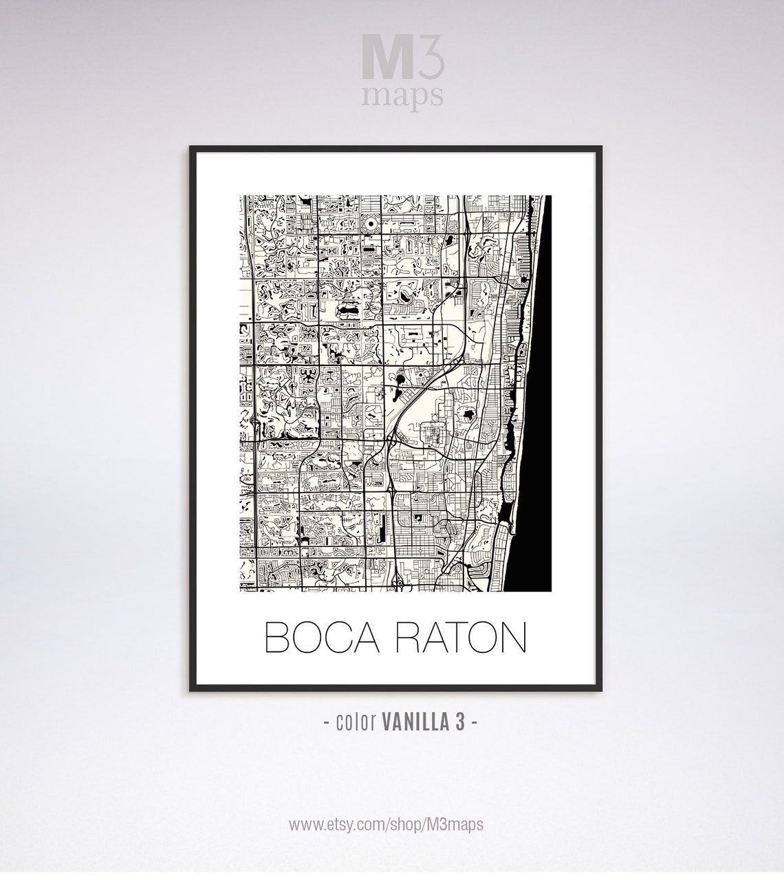 Boca Raton Florida Boca Raton FL Map Boca Raton Map Boca | Etsy