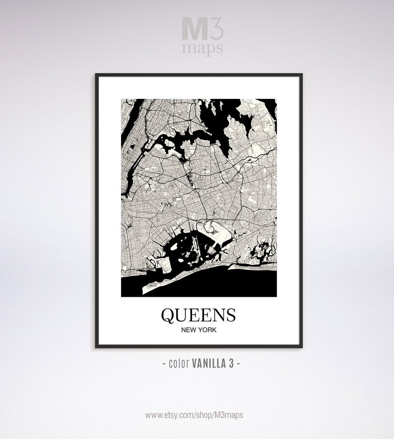 Queens Queens NY Map Queens Modern Art Print Queens Wall | Etsy
