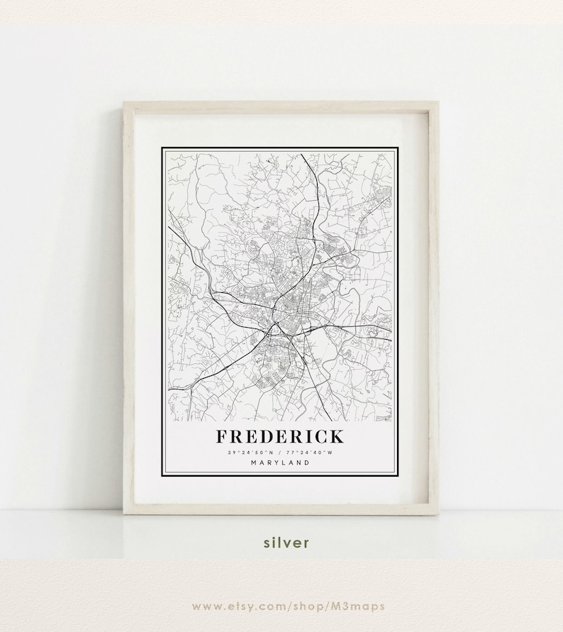 Frederick Maryland Map Frederick MD Map Frederick City Map - Etsy