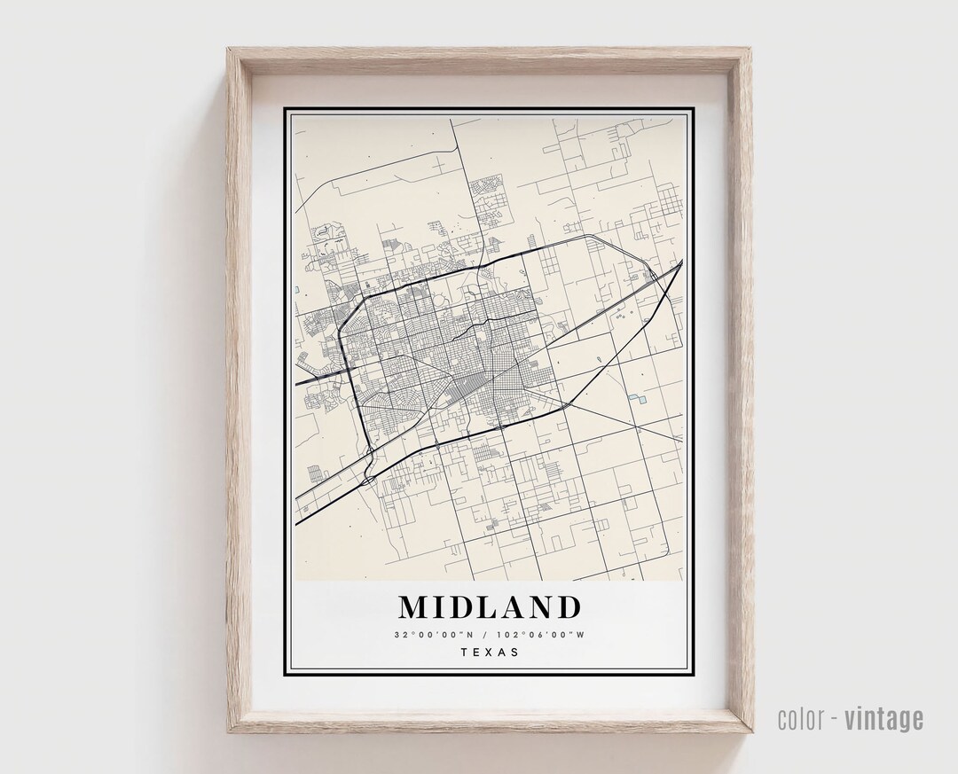 Midland TX Map Print - Midland Texas City Poster - Personalized Modern ...