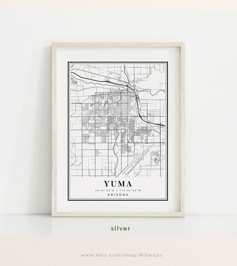 Yuma Arizona Map Yuma AZ Map Yuma City Map Yuma Print Yuma | Etsy