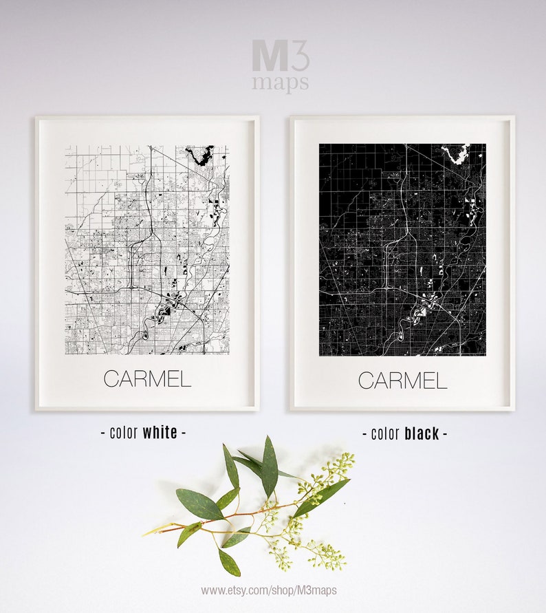 Carmel Indiana Carmel IN map Carmel map Carmel print | Etsy