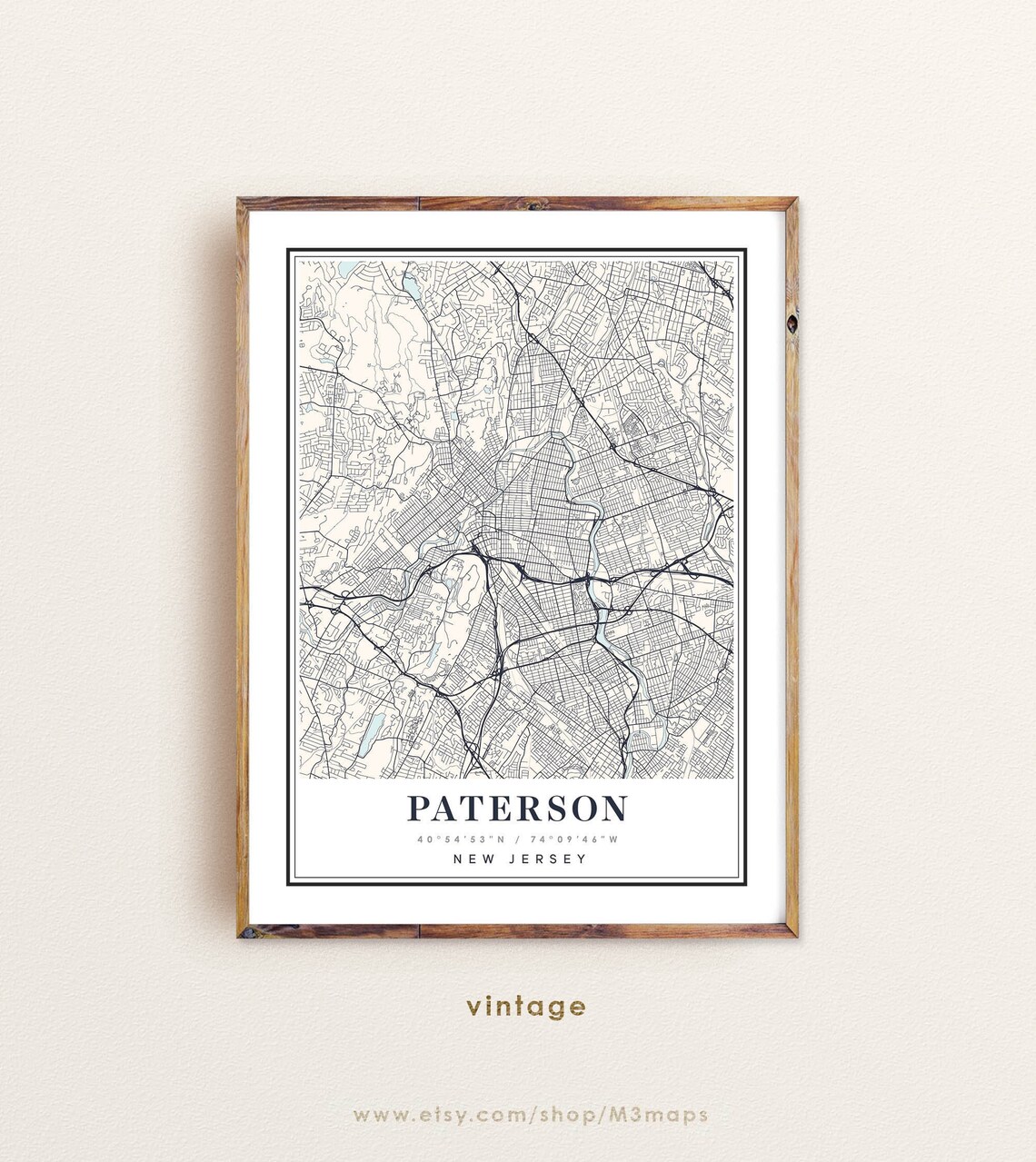 Paterson New Jersey map Paterson NJ map Paterson city map | Etsy