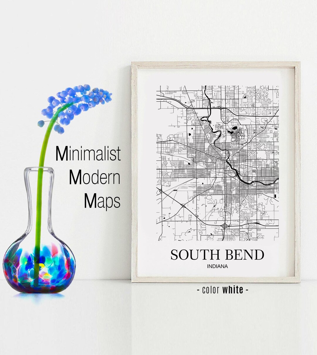 South Bend South Bend IN Map South Bend Modern Art Print - Etsy