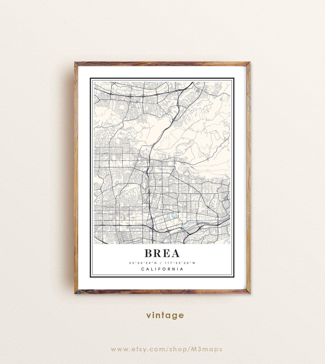 Brea California Map Brea CA Map Brea City Map Brea Print - Etsy