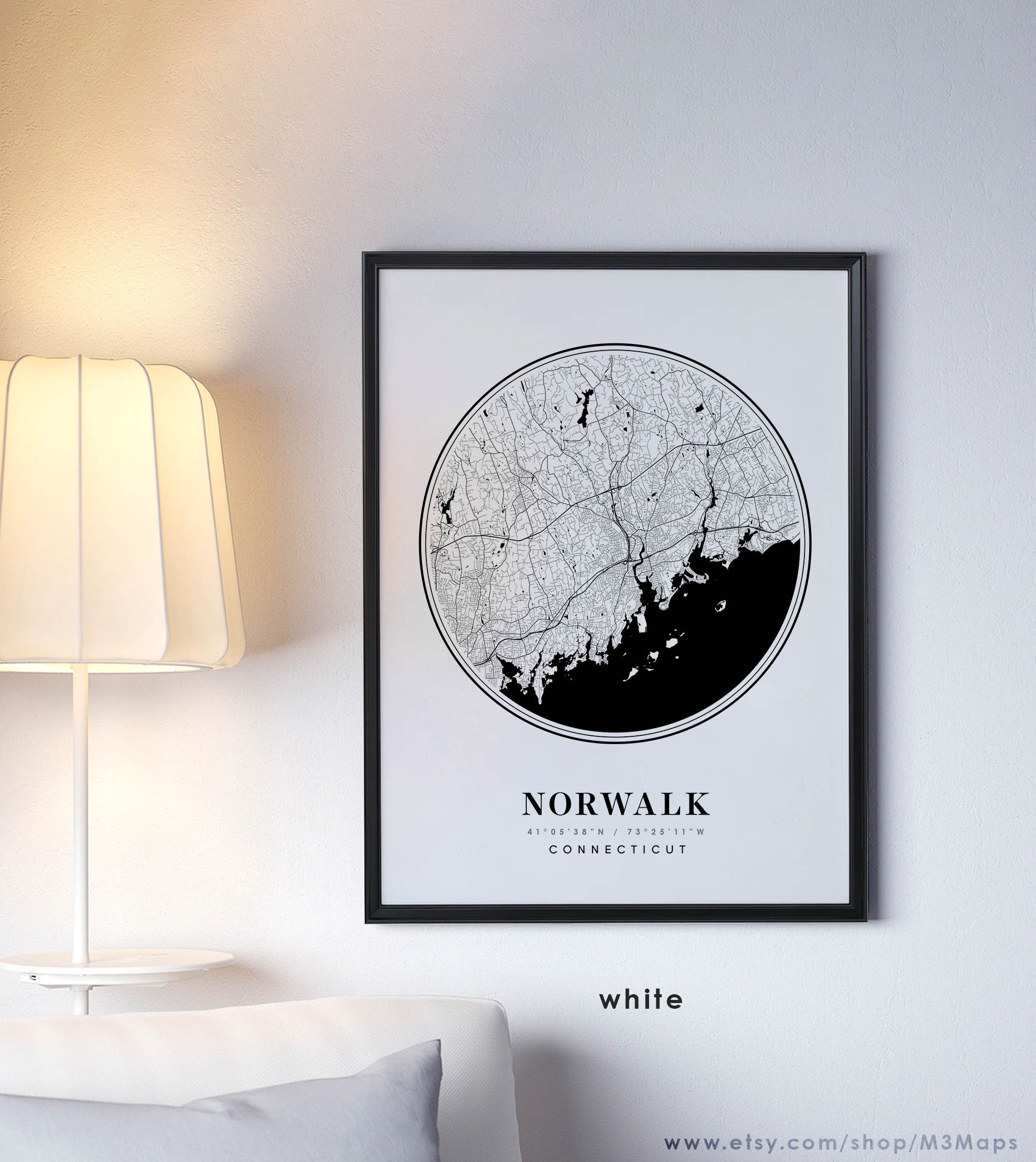 Mapa de Norwalk Connecticut mapa de Norwalk CT impresión de - Etsy México