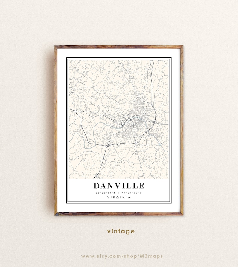 Danville Virginia Map Danville VA Map Danville City Map - Etsy