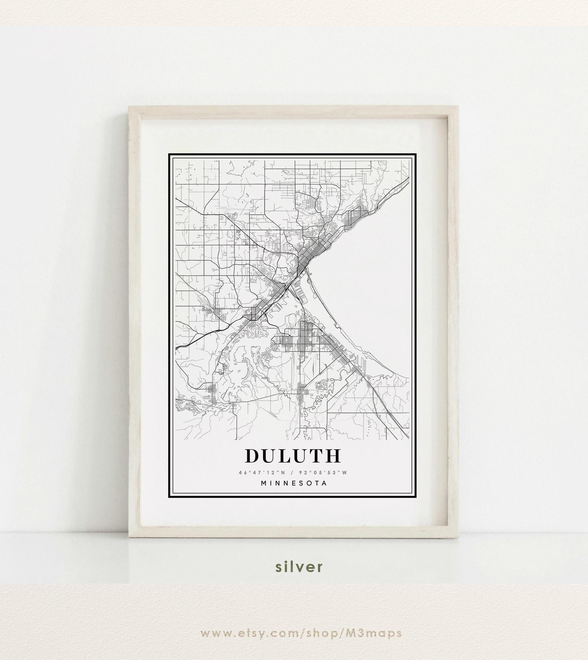 Duluth Minnesota map Duluth MN map Duluth city map Duluth | Etsy