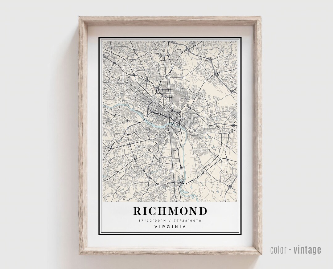 Richmond VA Map Print Richmond Virginia City Poster Personalized Modern ...