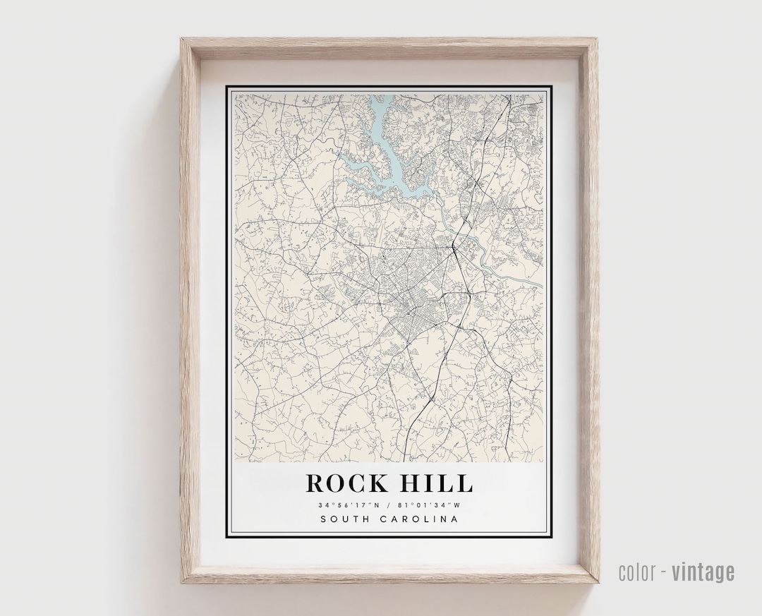 Rock Hill SC Map Print - Rock Hill South Carolina City Poster ...