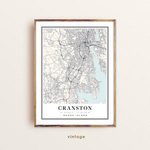 Cranston Rhode Island map Cranston RI map Cranston city map | Etsy