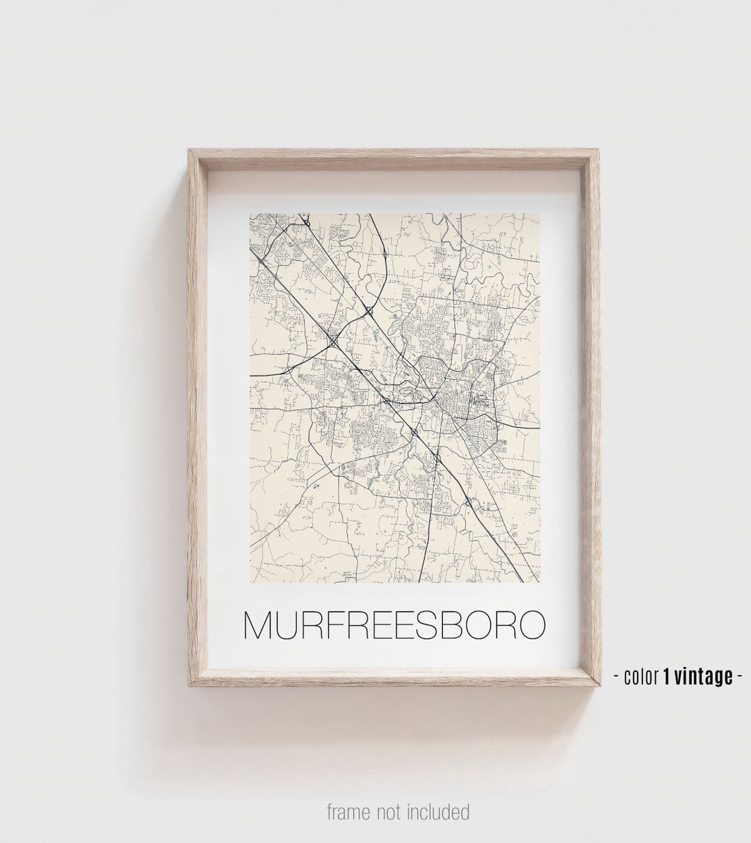 MURFREESBORO TN City Map Poster, Murfreesboro Tennessee Street Map ...