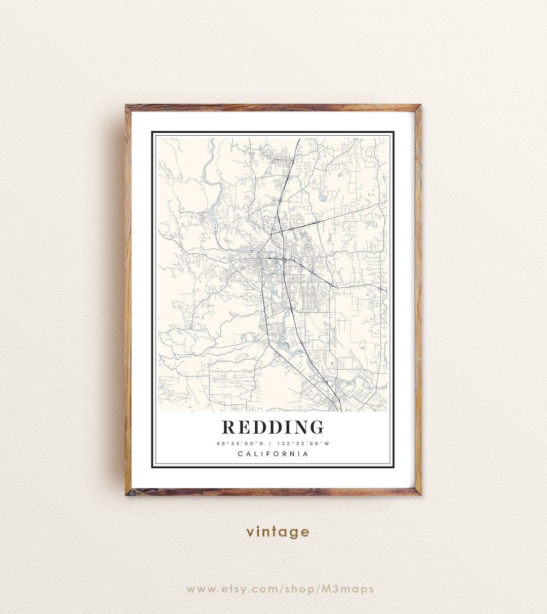 Redding California Map, Redding CA Map, Redding City Map, Redding Print ...