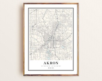 Akron OH City Limits Map Print - Etsy