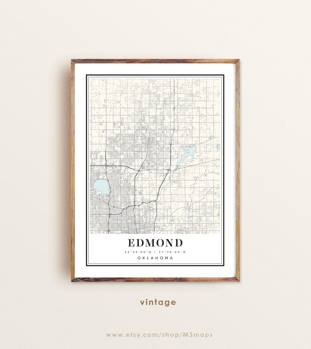 Edmond Oklahoma Map, Edmond OK Map, Edmond City Map, Edmond Print ...