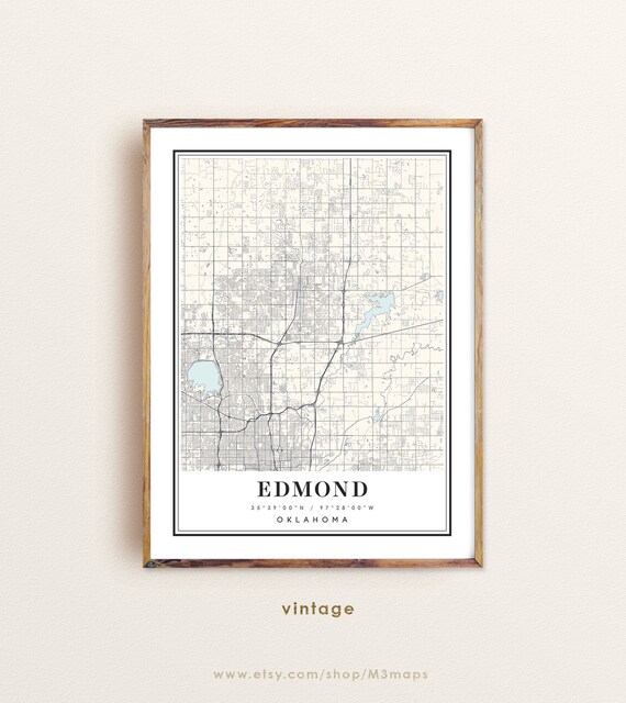 Edmond Oklahoma Map Edmond OK Map Edmond City Map Edmond | Etsy