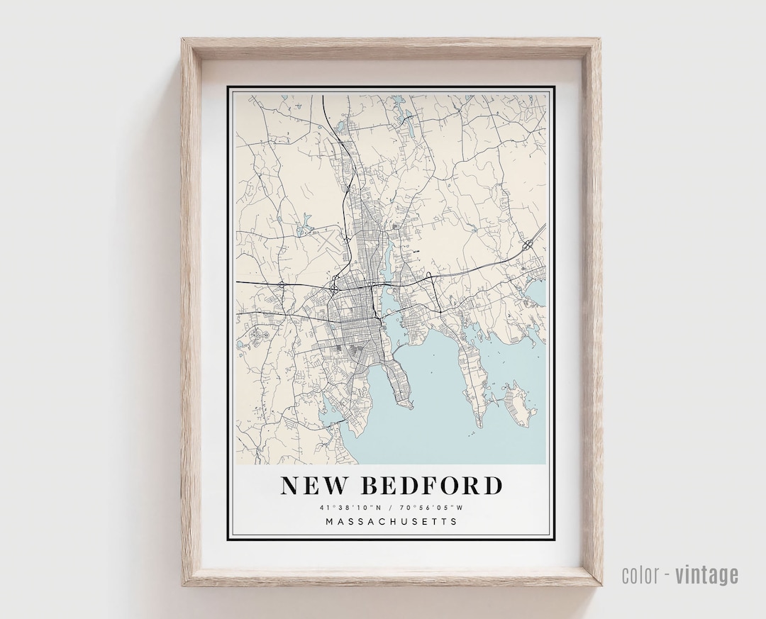 New Bedford MA Map Print - New Bedford Massachusetts City Poster ...