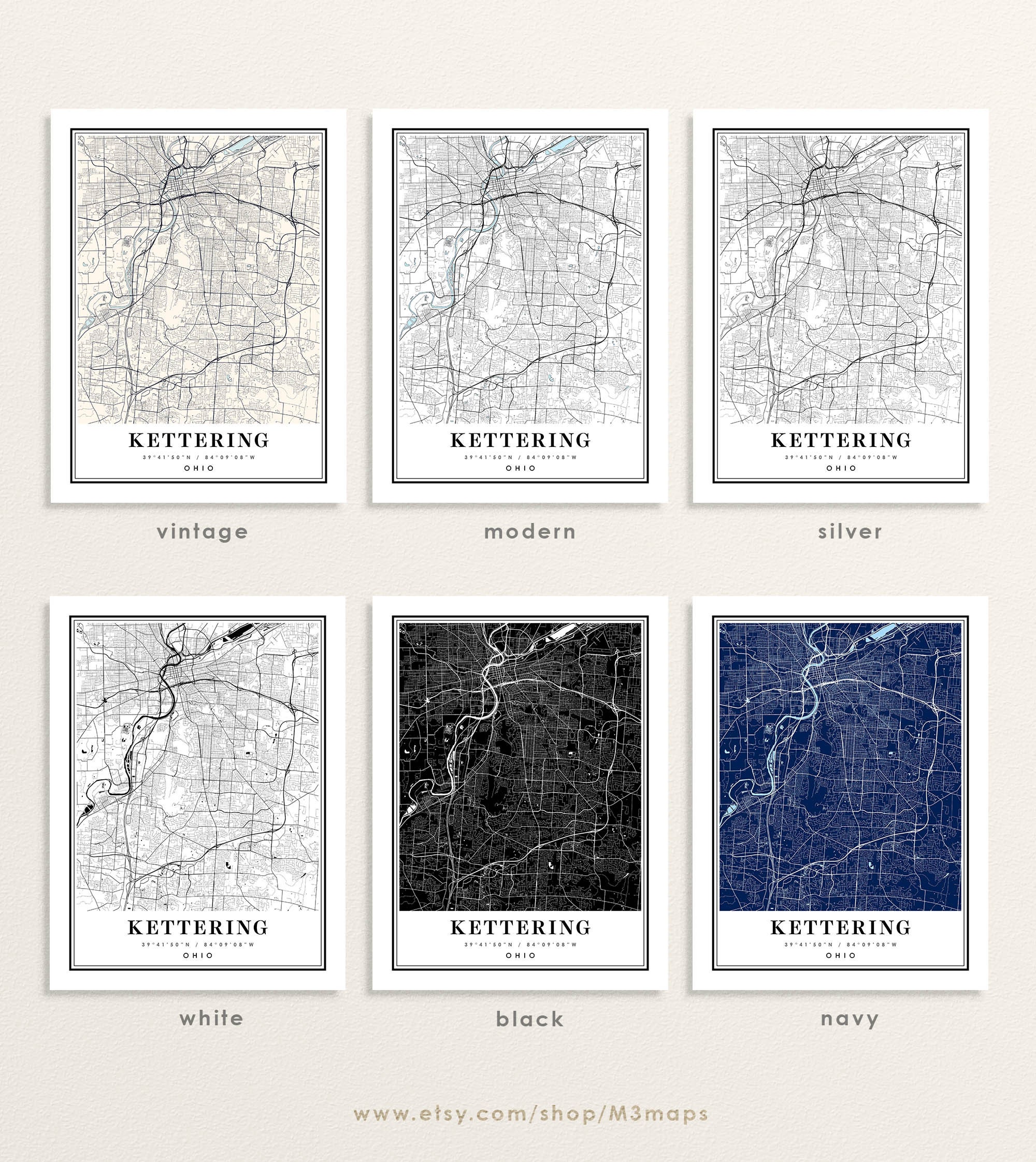 Kettering Ohio Map Kettering OH Map Kettering City Map - Etsy