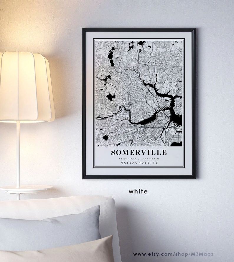 Somerville Massachusetts Map Somerville MA Map Somerville - Etsy