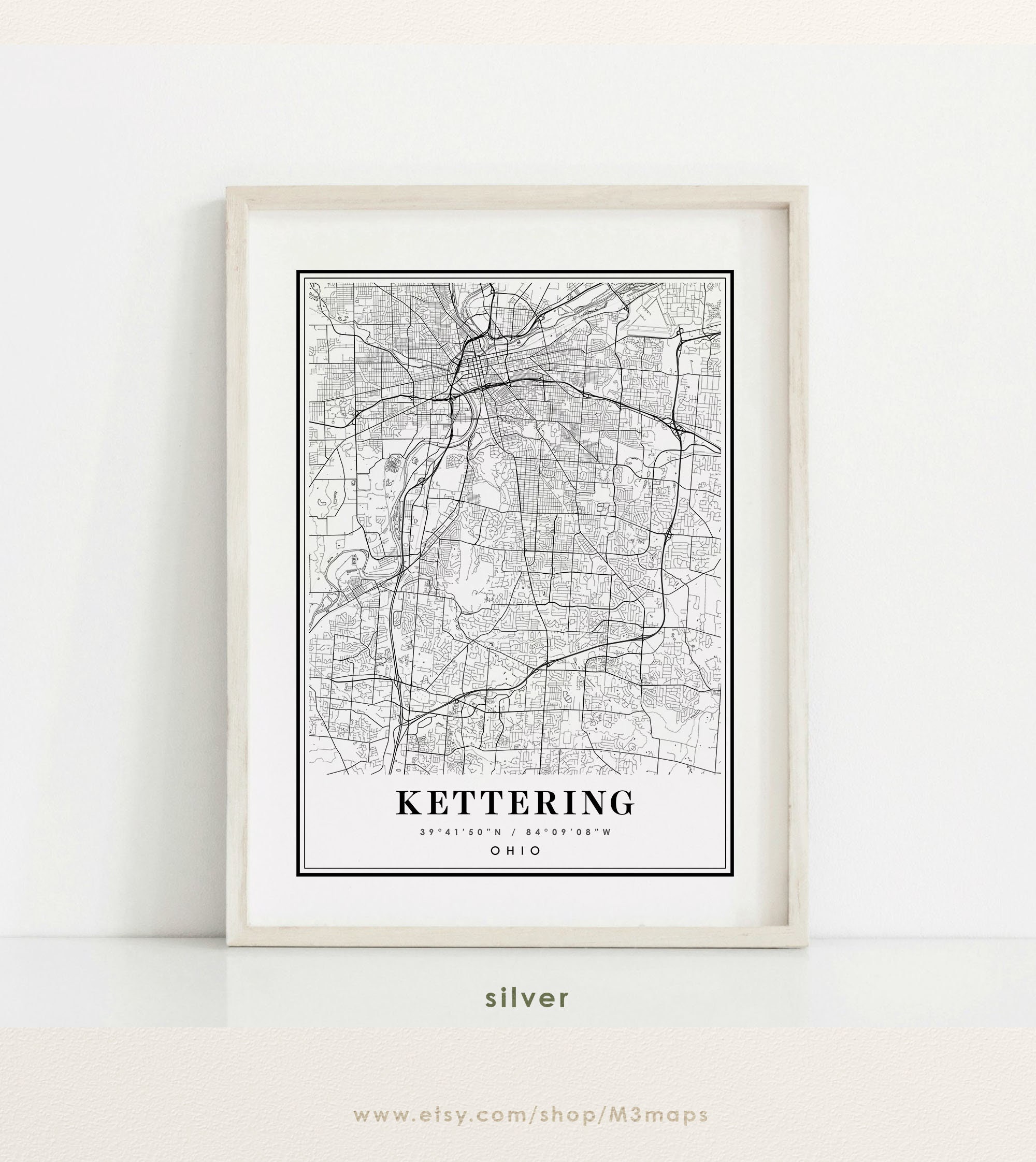 Kettering Ohio Map Kettering OH Map Kettering City Map - Etsy
