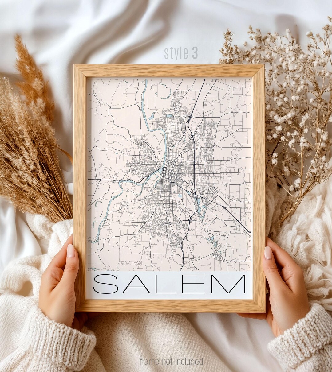 Salem Oregon Map Gift | Custom City Map Art Print for Home Decor ...