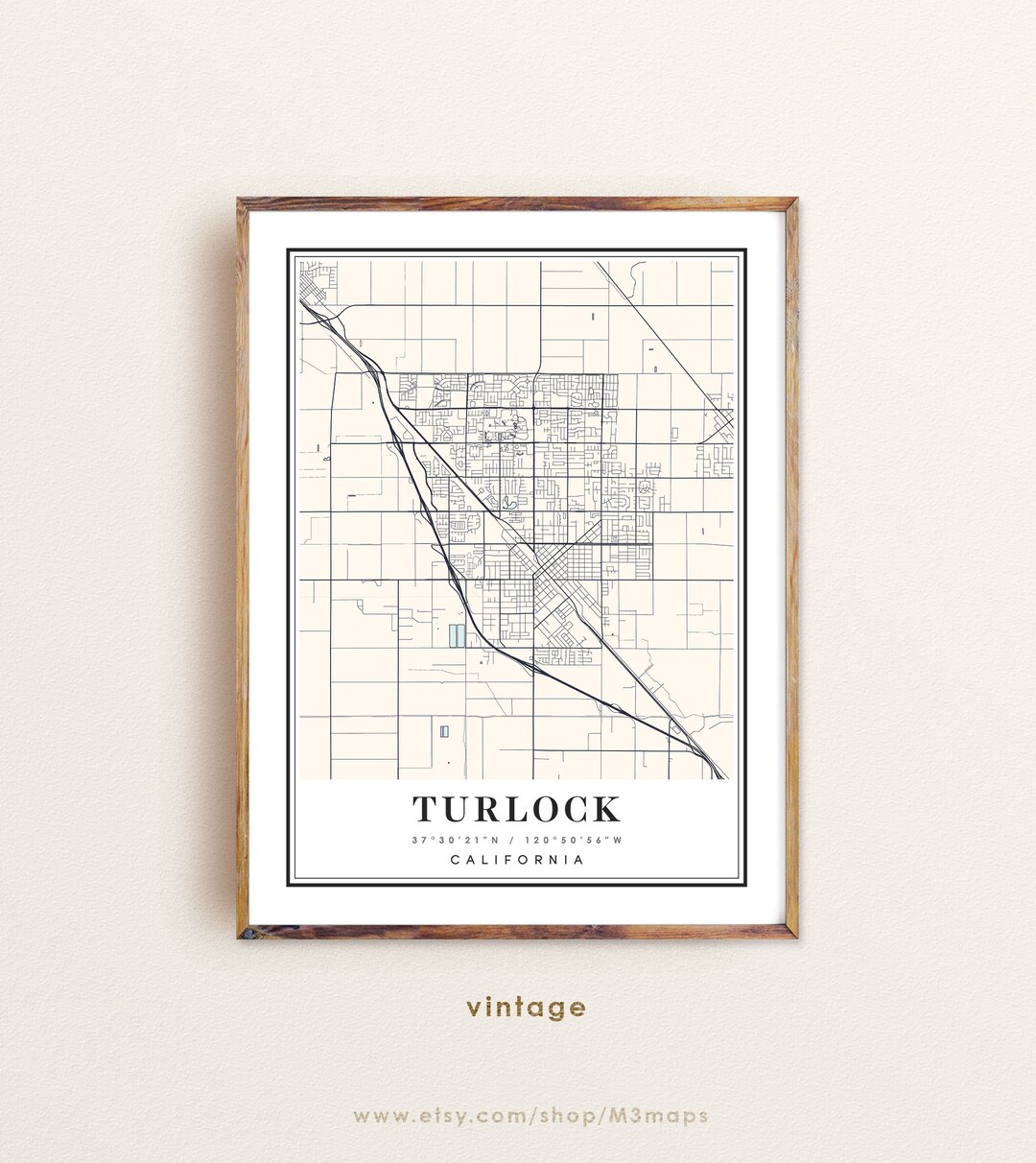 Turlock California Map Turlock CA Map Turlock City Map - Etsy