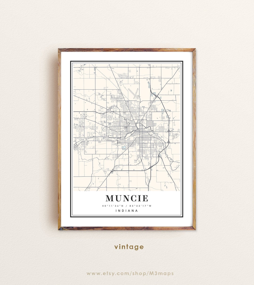 Muncie Indiana Map, Muncie IN Map, Muncie City Map, Muncie Print ...