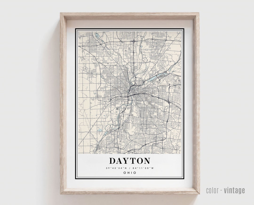 Dayton OH Map Print Dayton Ohio City Poster Personalized Modern and ...