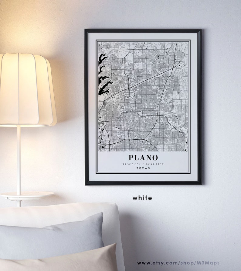 Plano Texas Map Plano TX Map Plano City Map Plano Print | Etsy