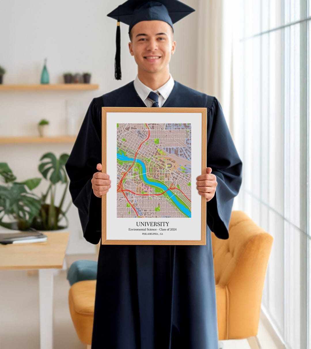 Custom University College Map Art Gift | Personalized Campus Decor ...