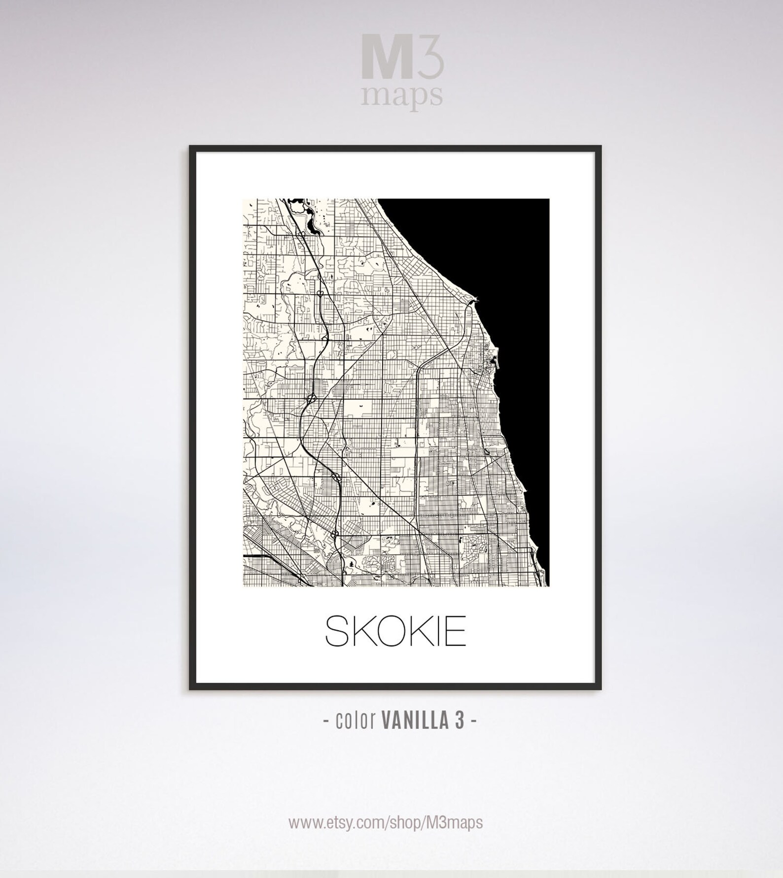Skokie Illinois Skokie IL Map Skokie Map Skokie Print - Etsy