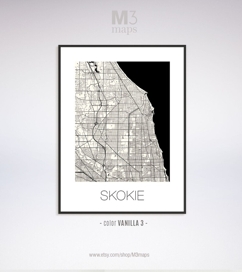 Skokie Illinois Skokie IL Map Skokie Map Skokie Print - Etsy