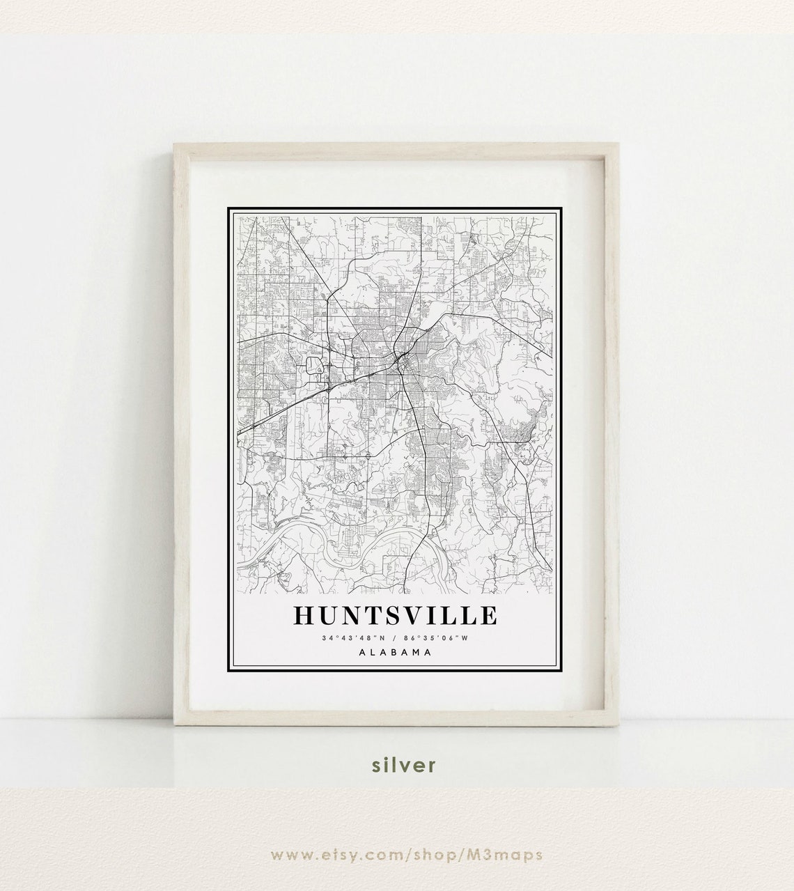 Huntsville Alabama Map Huntsville AL Map Huntsville City - Etsy