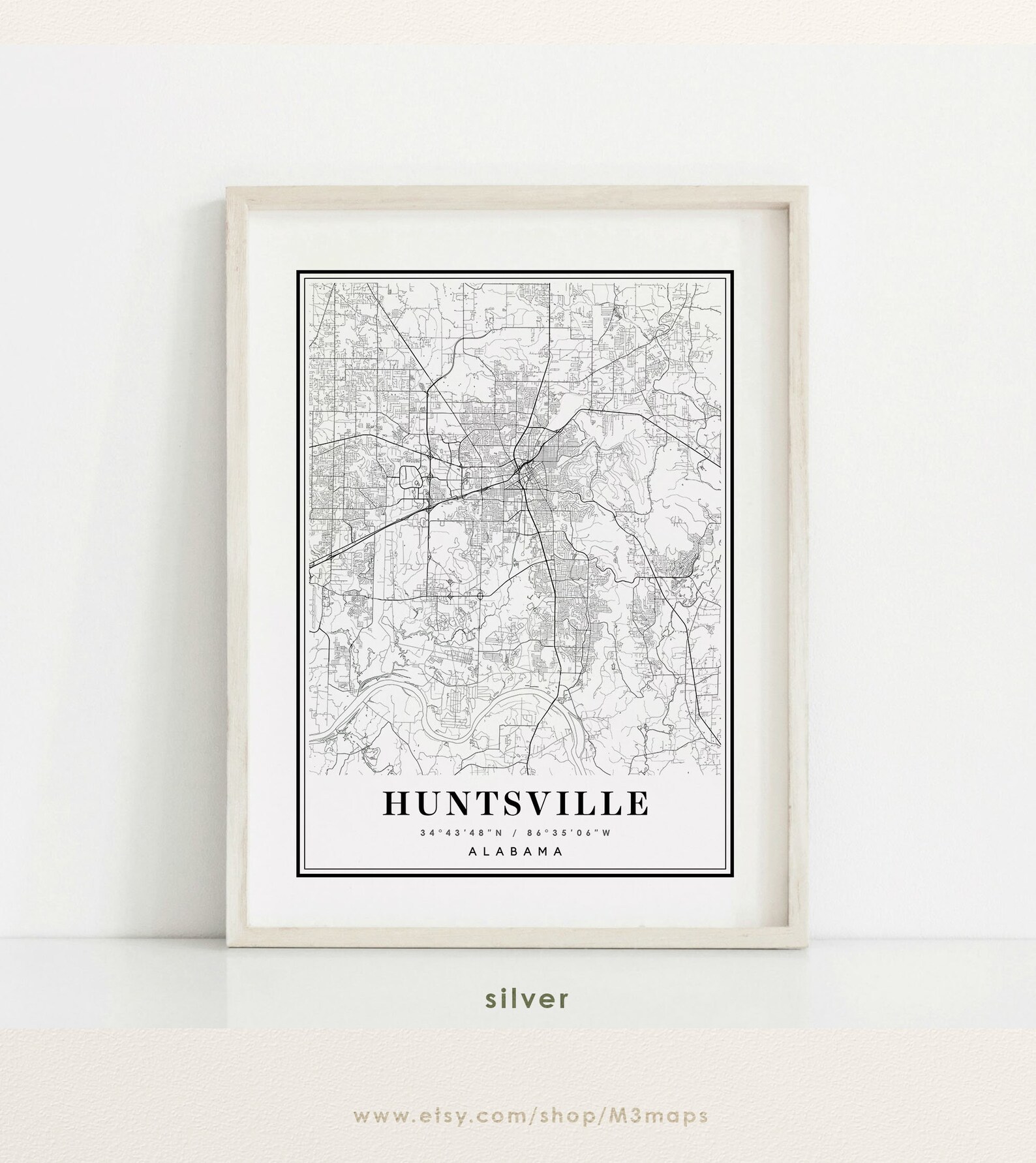 Huntsville Alabama Map Huntsville AL Map Huntsville City - Etsy