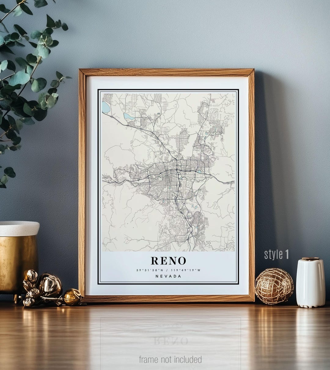 Reno NE Nevada Map Wall Art City Poster Print Decor - Etsy