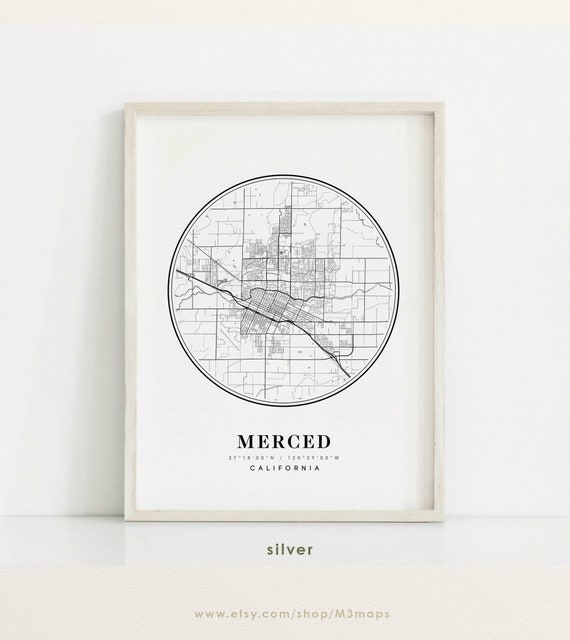 Mapa de Merced California mapa de Merced CA impresión de - Etsy México